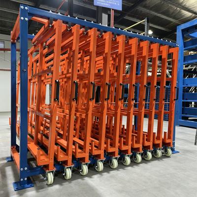 China Vertical Sheet Remnant Storage Rack, Vertical Pull-out Offcut Plate Shelving For Laser Cutting Workshop Metal Leftover Storage for sale