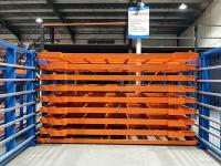 China Motorized Heavy Duty Pull Out Steel Sheet Rack, Electric Sliding Tray Rack for Laser Cutting Warehouse for sale