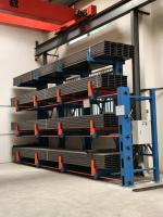 China Motorized Heavy Duty Telescopic Cantilever Rack, Electric Roll-out Cantilever for Steel Pipe & H Beam for sale