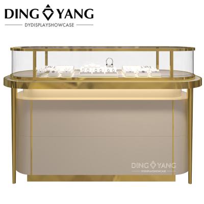 China Factory Custom Fashion Oval Jewelry Store Showcases With Led Lights for sale