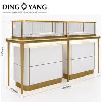 China Customize Glass Jewelry Showcases With Bright Led Lights And Lockable Drawers for sale