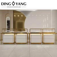 China Customize Glass Jewelry Showcases With Bright Led Lights And Lockable Drawers for sale