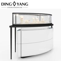 China Customized Fine Freestanding Black White Glass Jewelry Showcase For Jewellery Shop for sale