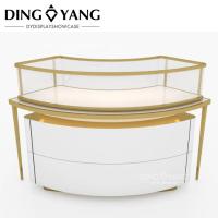 China Customized Fine Freestanding Black White Glass Jewelry Showcase For Jewellery Shop for sale