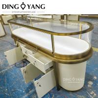 China Super White Tempered Glass Jewellery Shop Showcase With Low Power Consumption Lights for sale