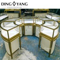 China Curved Hot-Bended Glass Corners Jewelry Display Showcase Modern Fashion Design for sale
