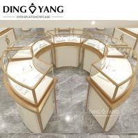 China Curved Hot-Bended Glass Corners Jewelry Display Showcase Modern Fashion Design for sale