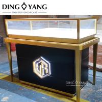 China Custom Made Fashion Black Golden Jewelry Counter , Jewelry Counter Furniture With Low Power Consumption Lights Systems for sale