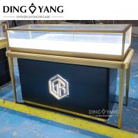 China Custom Made Fashion Black Golden Jewelry Counter , Jewelry Counter Furniture With Low Power Consumption Lights Systems for sale