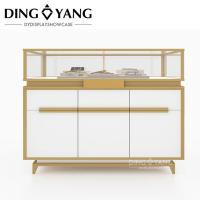 China Custom Made Fashion Golden White Retail Jewellers Display Counters , Retail Jewellery Display Counter , Fitted With LED for sale