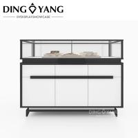 China Custom Made Fashion Golden White Retail Jewellers Display Counters , Retail Jewellery Display Counter , Fitted With LED for sale