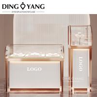 China Fashion Beautiful Wooden Glass Jewellery Counter With Low Power Consumption Lights for sale