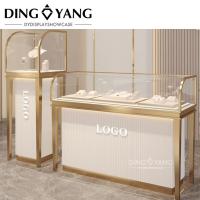 China Fashion Beautiful Wooden Glass Jewellery Counter With Low Power Consumption Lights for sale