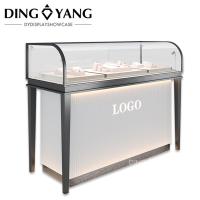 China Fashion Beautiful Wooden Glass Jewellery Counter With Low Power Consumption Lights for sale