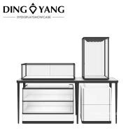 China Modern Glass Stainless Steel Fashionable Jewelry Showcase With Led Light for sale