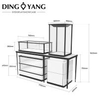 China Modern Glass Stainless Steel Fashionable Jewelry Showcase With Led Light for sale