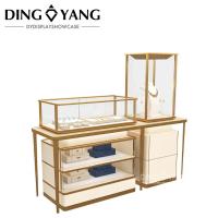 China Modern Glass Stainless Steel Fashionable Jewelry Showcase No Installation With Led Light for sale