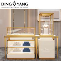 China Modern Glass Stainless Steel Fashionable Jewelry Showcase No Installation With Led Light for sale