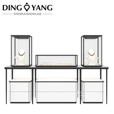 China Modern Fashion Glass Exhibition Jewellery  Counter With Led Lights Output Voltage 12V for sale