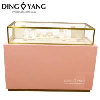China Fashion Nice Pink Wooden Jewellery Showroom Counter With Locking Bottom Cabinet for sale
