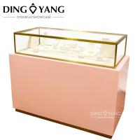 China Fashion Nice Pink Wooden Jewellery Showroom Counter With Locking Bottom Cabinet for sale