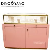 China Fashion Nice Pink Wooden Jewellery Showroom Counter With Locking Bottom Cabinet for sale