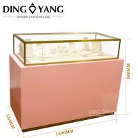 China Fashion Nice Pink Wooden Jewellery Showroom Counter With Locking Bottom Cabinet for sale