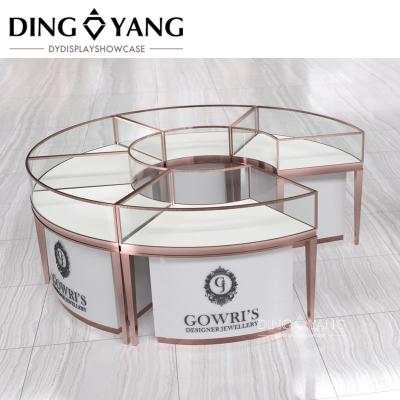 China Modern Fashion Style Round Jewelry Store Showcase No Installation With Low Power Consumption Lights for sale