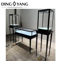 China Simple Modern Black Luxury Jewelry Show Case With Low Power Consumption Lights for sale