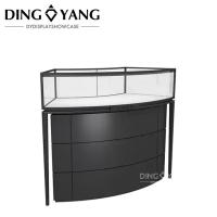China High End Black Round Jewelry Display Cases For Retail Stores No Installation With LED Lights for sale