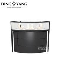 China High End Black Round Jewelry Display Cases For Retail Stores No Installation With LED Lights for sale