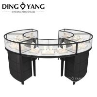 China High End Black Round Jewelry Display Cases For Retail Stores No Installation With LED Lights for sale