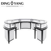 China Manufacturer Directly Supply High End Luxury Black And White Round Wood Glass Jewellery Display Counter for sale