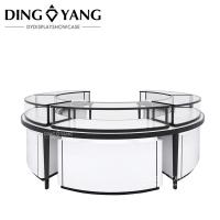 China High End Lockable Jewelry Showcase Display Customize Factory Round Black And White Center Island Showcases for sale