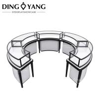 China High End Lockable Jewelry Showcase Display Customize Factory Round Black And White Center Island Showcases for sale