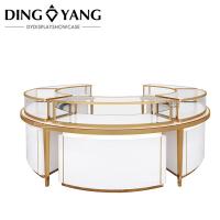 China Factory Luxury High End Round Center Island Showcase Jewelry Display Case Glass Top With Smart Invisible Lighting System for sale