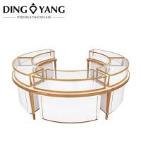 China Factory Luxury High End Round Center Island Showcase Jewelry Display Case Glass Top With Smart Invisible Lighting System for sale