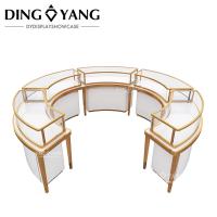 China Factory Luxury High End Round Center Island Showcase Jewelry Display Case Glass Top With Smart Invisible Lighting System for sale