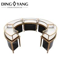 China Factory Supplier Of High End Jewelry Display Showcases Black Center Island Round Display Cases With Intelligent Lighting for sale