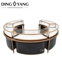 China Factory Supplier Of High End Jewelry Display Showcases Black Center Island Round Display Cases With Intelligent Lighting for sale