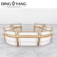 China Factory Seller Golden Oval Jewelry Case Display, High End Large Center Island Showcases With Ultra Clear Tempered Glass for sale