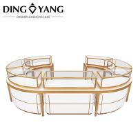 China Manufacturer Custom Made Luxury High End Large Oval Center Island Jewelry Showcases Glass Display Cabinets for sale