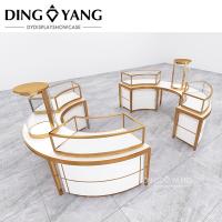 China Professional One-Stop Solution Manufacture Center Island Display Case For Jewelry Semicircle Glass Top Showcases for sale
