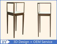 China Manufacturer oem top grade fully assemble  brush stainless steel glass pedestal display stand with lights for sale