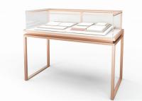 China Brush Rose Gold Jewelry Display Cases / Retail Display Fixtures With LED Strip Light for sale