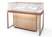 China Brush Rose Gold Jewelry Display Cases / Retail Display Fixtures With LED Strip Light for sale
