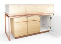 China Brush Rose Gold Jewelry Display Cases / Retail Display Fixtures With LED Strip Light for sale