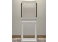 China Shining White Coating Custom Glass Display Cases With High Pole LED Lights for sale