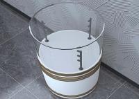 China Wooden White Custom Glass Display Cases Fashion Round Shape With LED Pole Lighting for sale