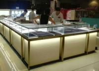 China Wooden Cabinet Jewelry Showcase Kiosk Half Stainless Steel Metal Frame for sale